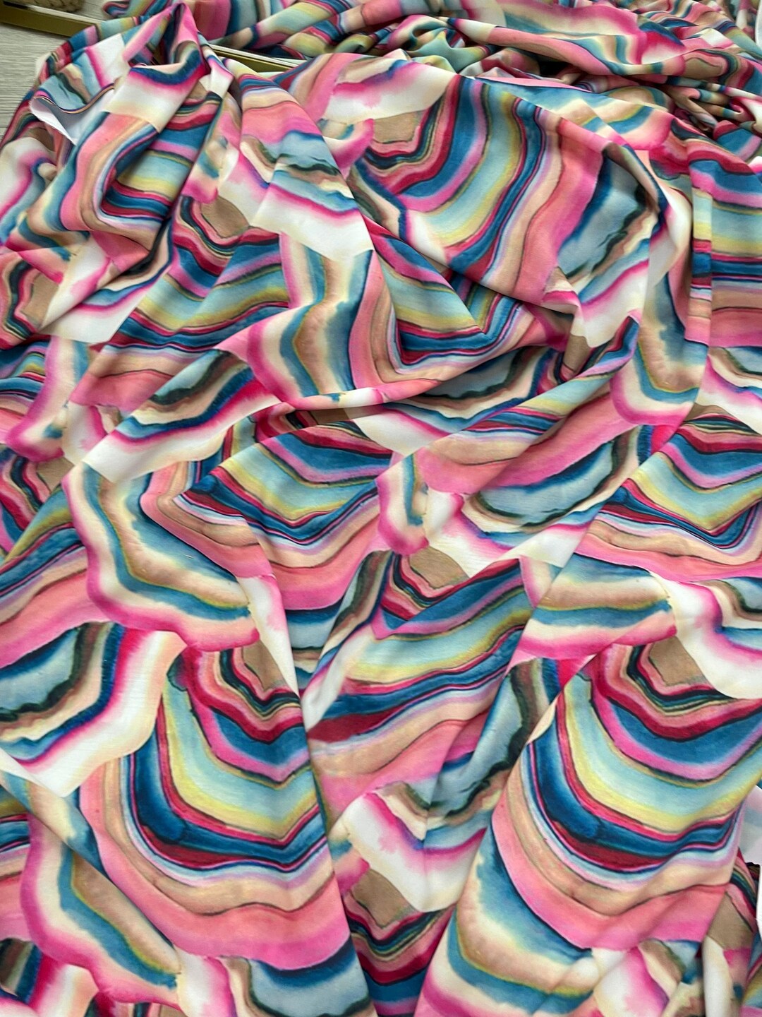 Crepe Fabric, Marbled Pattern Elegant Watercolor Pattern - Etsy