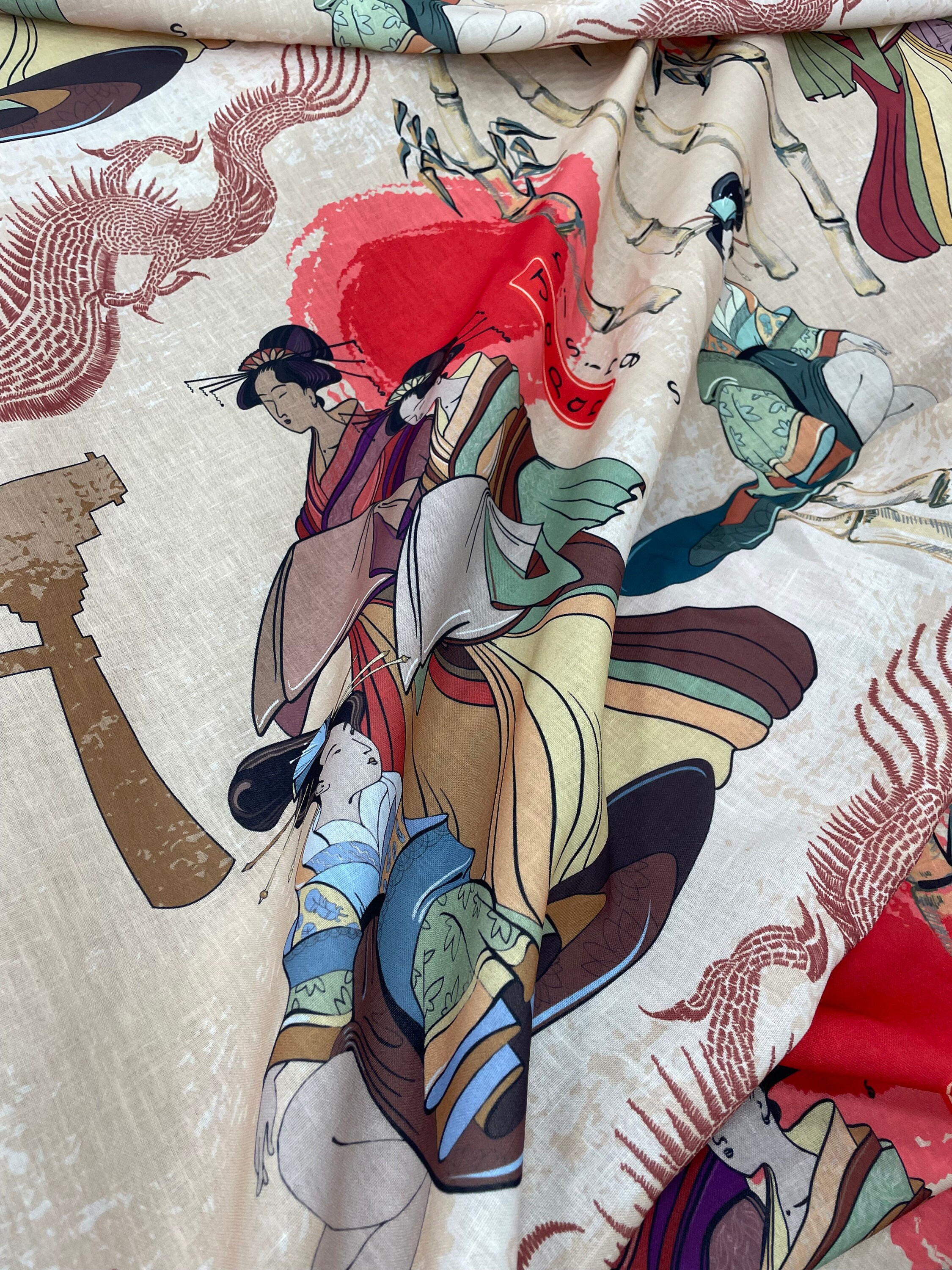 Geisha Pattern Fabric Kimono Fabric-highqualitypossibility - Etsy