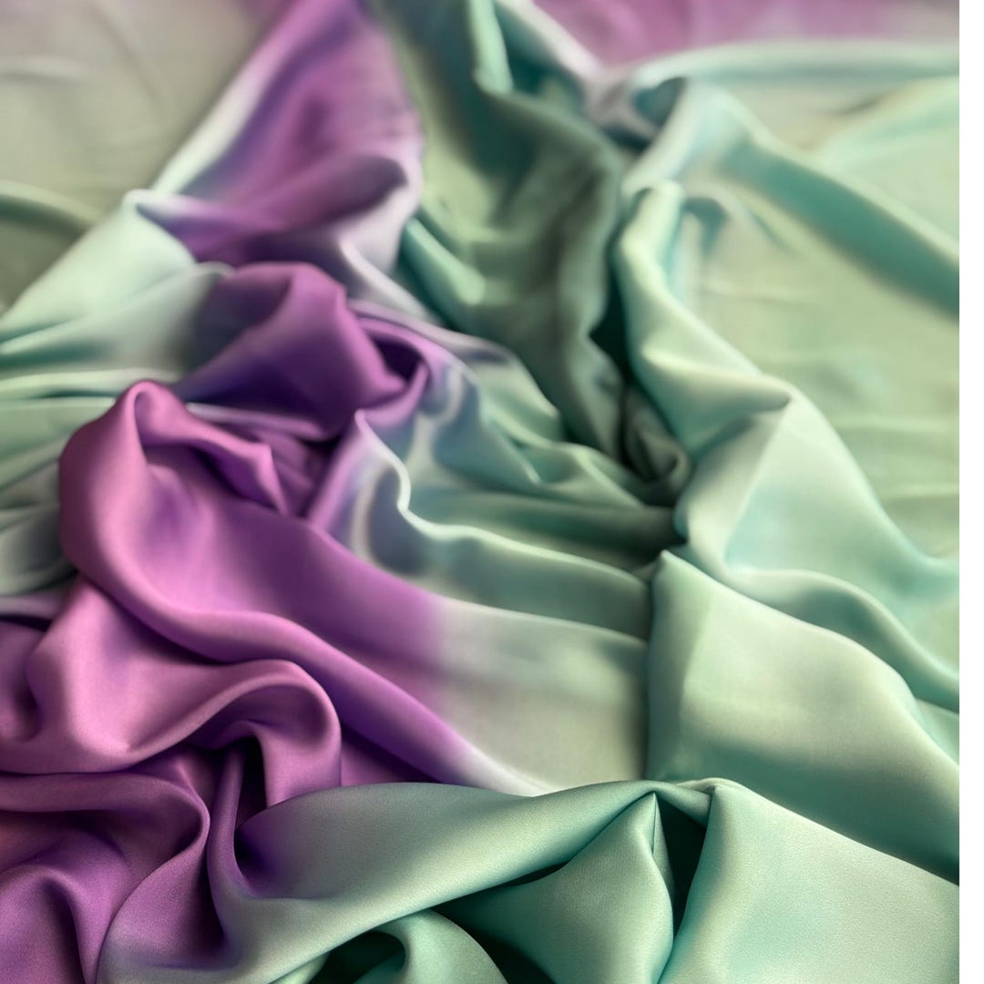 Purple Turquoise Ombre Satin Fabric – Silky Gradient Sewing Material - Etsy