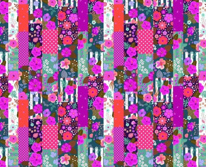 Patchwork Flower Pattern Linen Fabric Fast & FREE SHIPPING - Etsy