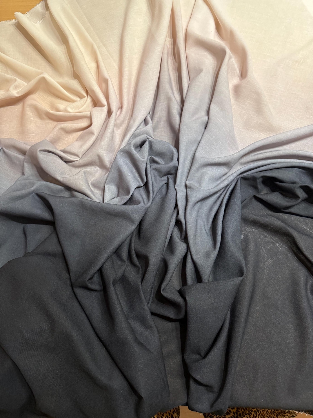Ombre Gradient Linen Fabric by Yard Black Grey Ecru Fbric - Etsy