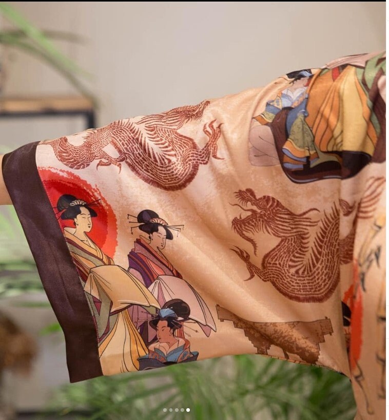 Geisha Pattern Fabric Kimono Fabric-highqualitypossibility - Etsy