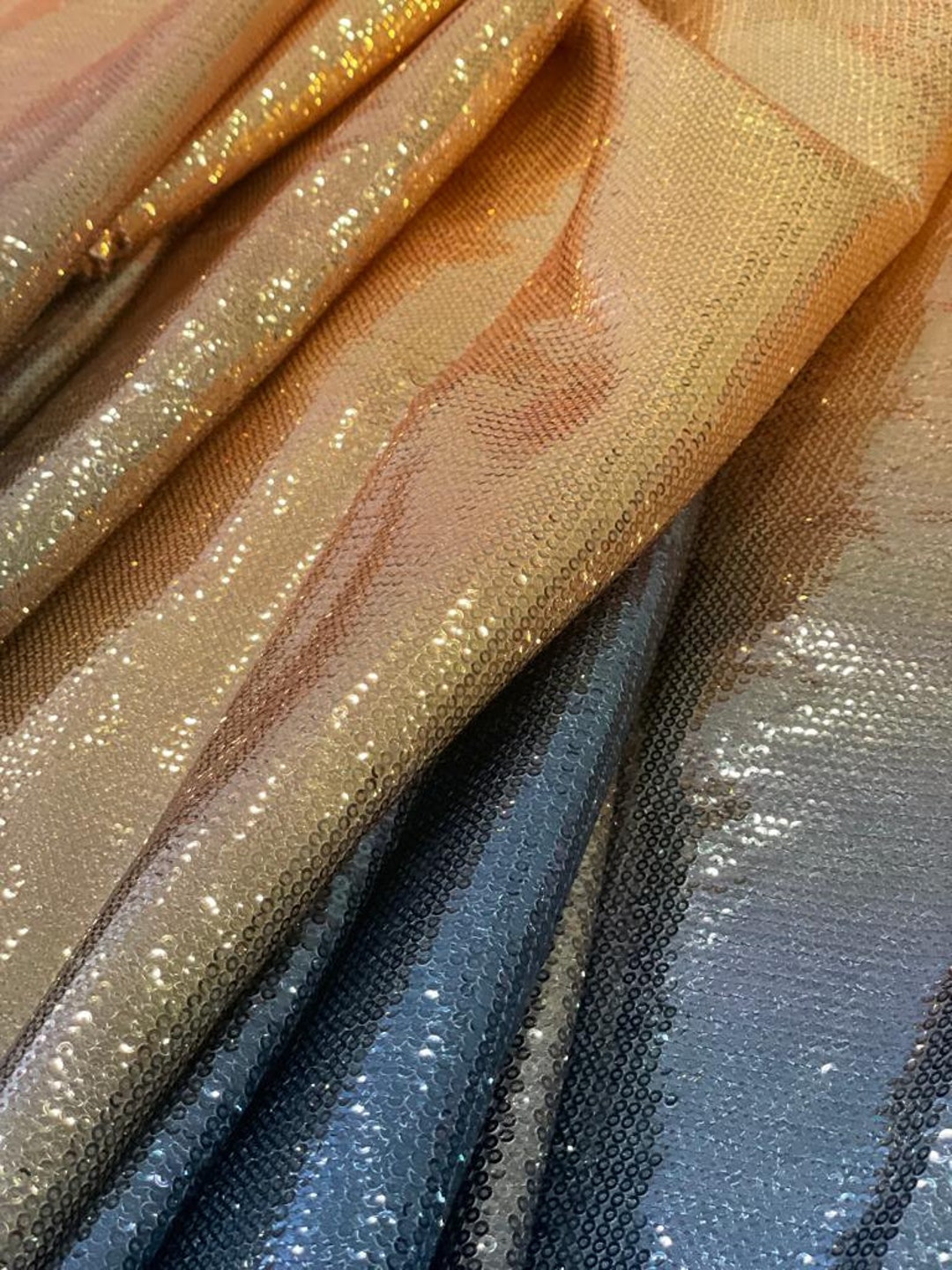 Silvery Sequin Lycra Fabric Gradient Very Stylish Colors Gold-gray ...
