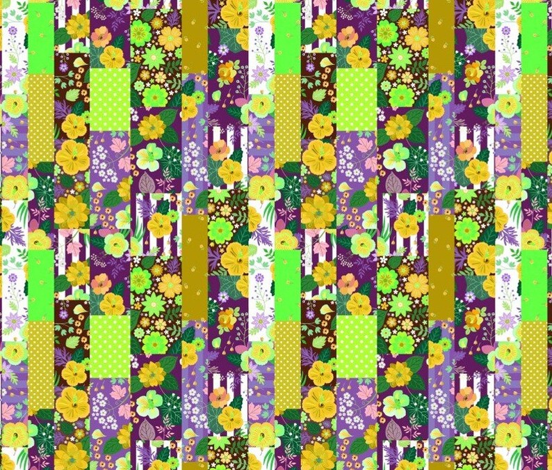 Patchwork Flower Pattern Linen Fabric Fast & FREE SHIPPING - Etsy