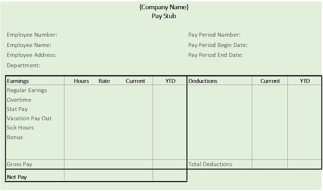 Pay Stub | Pay Slip | Pay Statement | Excel & PDF Templates | Digital ...