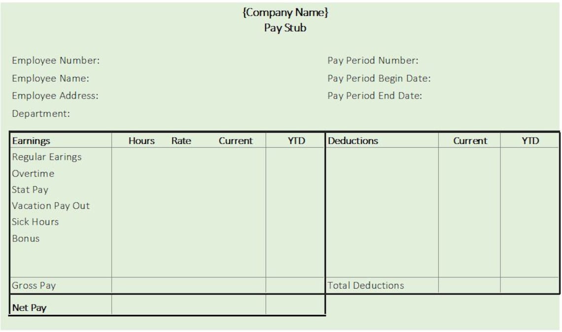 Pay Stub | Pay Slip | Pay Statement | Excel & PDF Templates | Digital ...