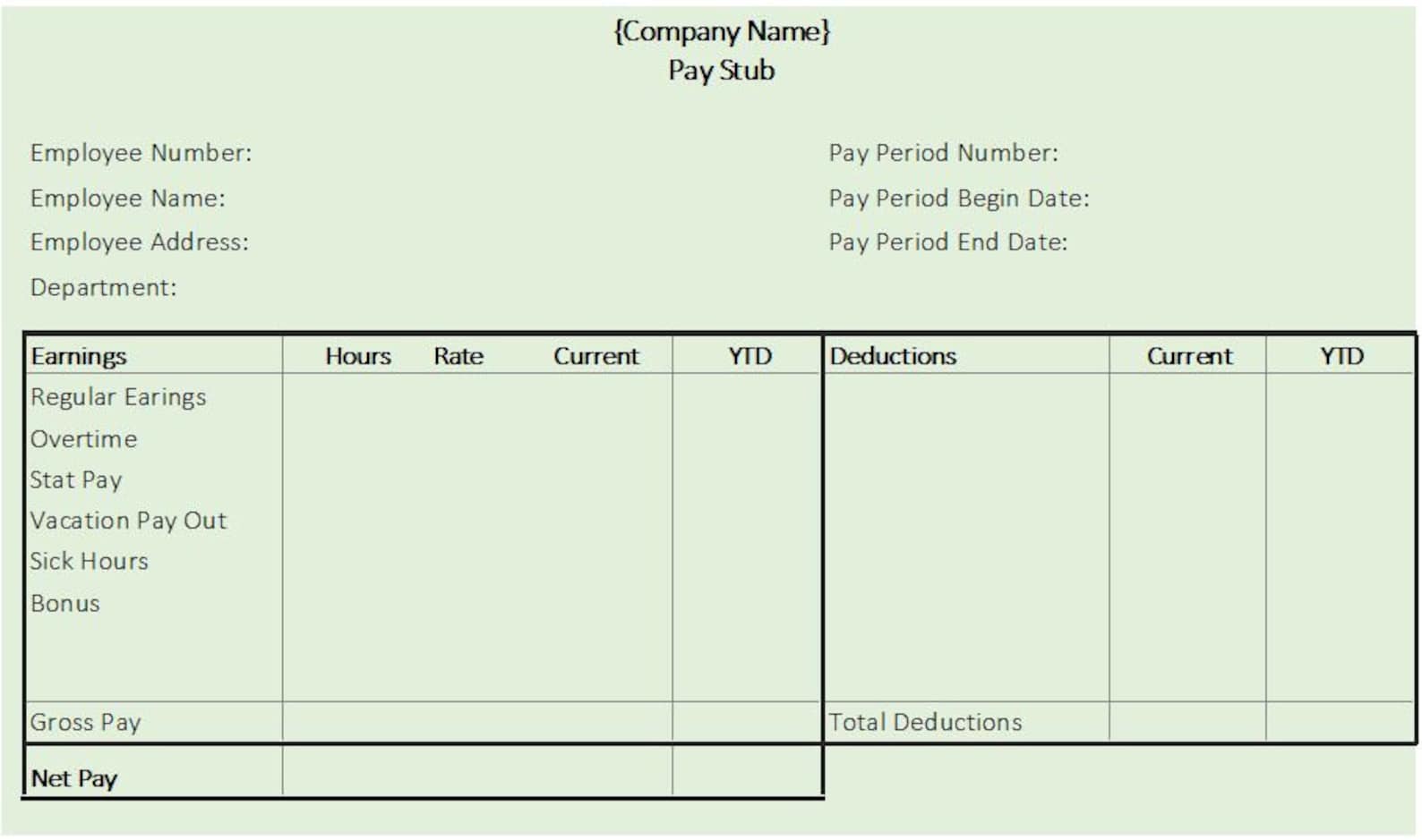 Pay Stub | Pay Slip | Pay Statement | Excel & PDF Templates | Digital ...