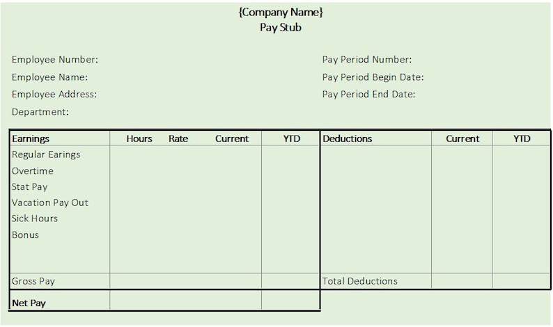 Pay Stub | Pay Slip | Pay Statement | Excel & PDF Templates | Digital ...