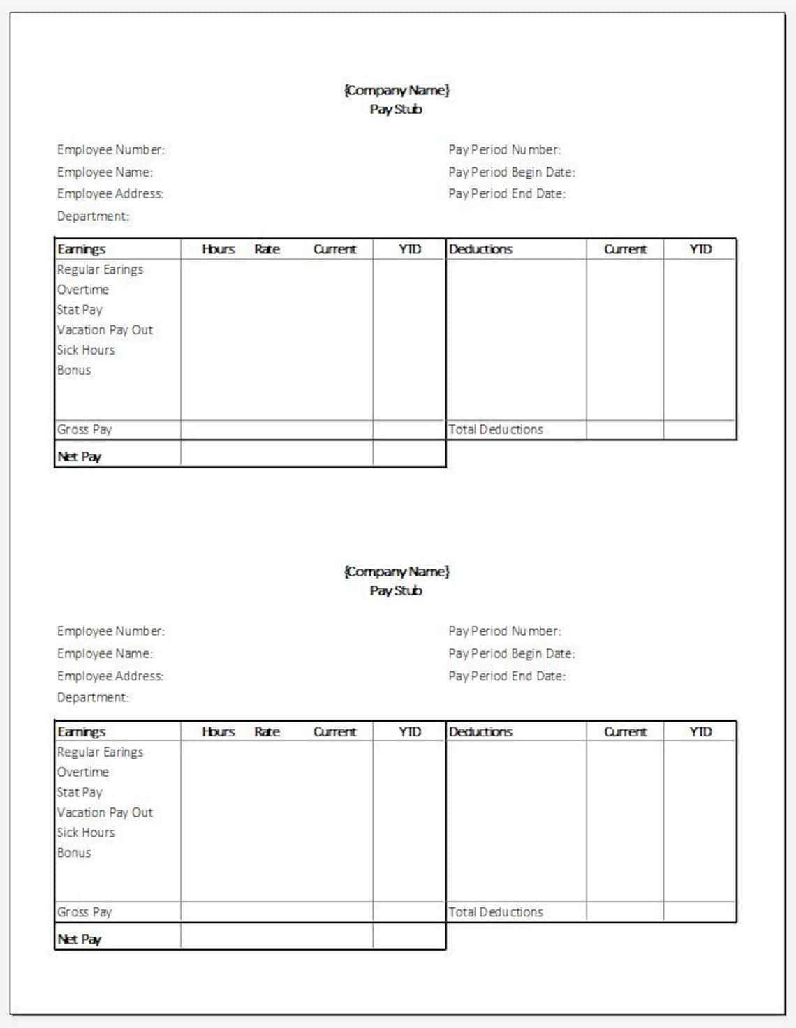 Pay Stub | Pay Slip | Pay Statement | Excel & PDF Templates | Digital ...
