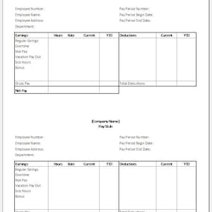 Pay Stub | Pay Slip | Pay Statement | Excel & PDF Templates | Digital ...