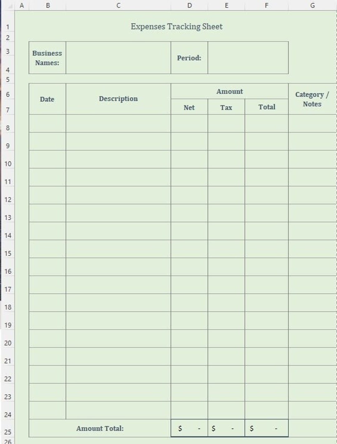 Printable Expenses Tracking Sheet With tax Column Expenses Log Includes ...