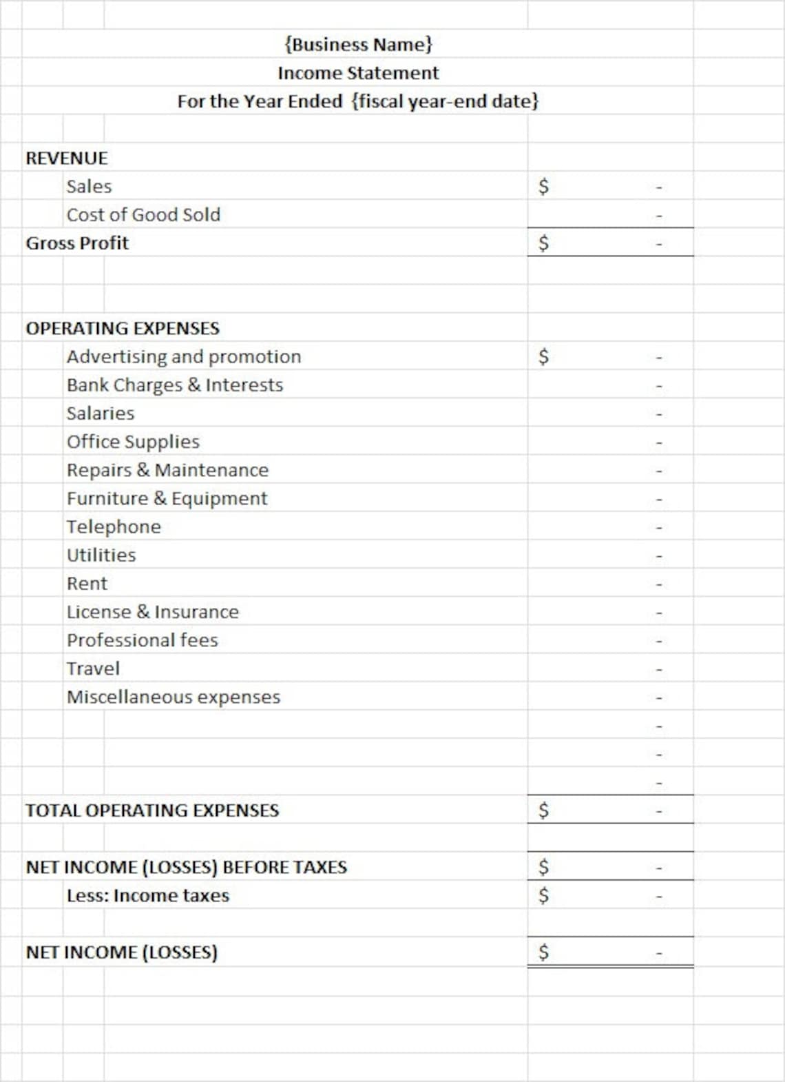 Income Statement | Statement of Profit and Loss | Revenue and Expenses ...