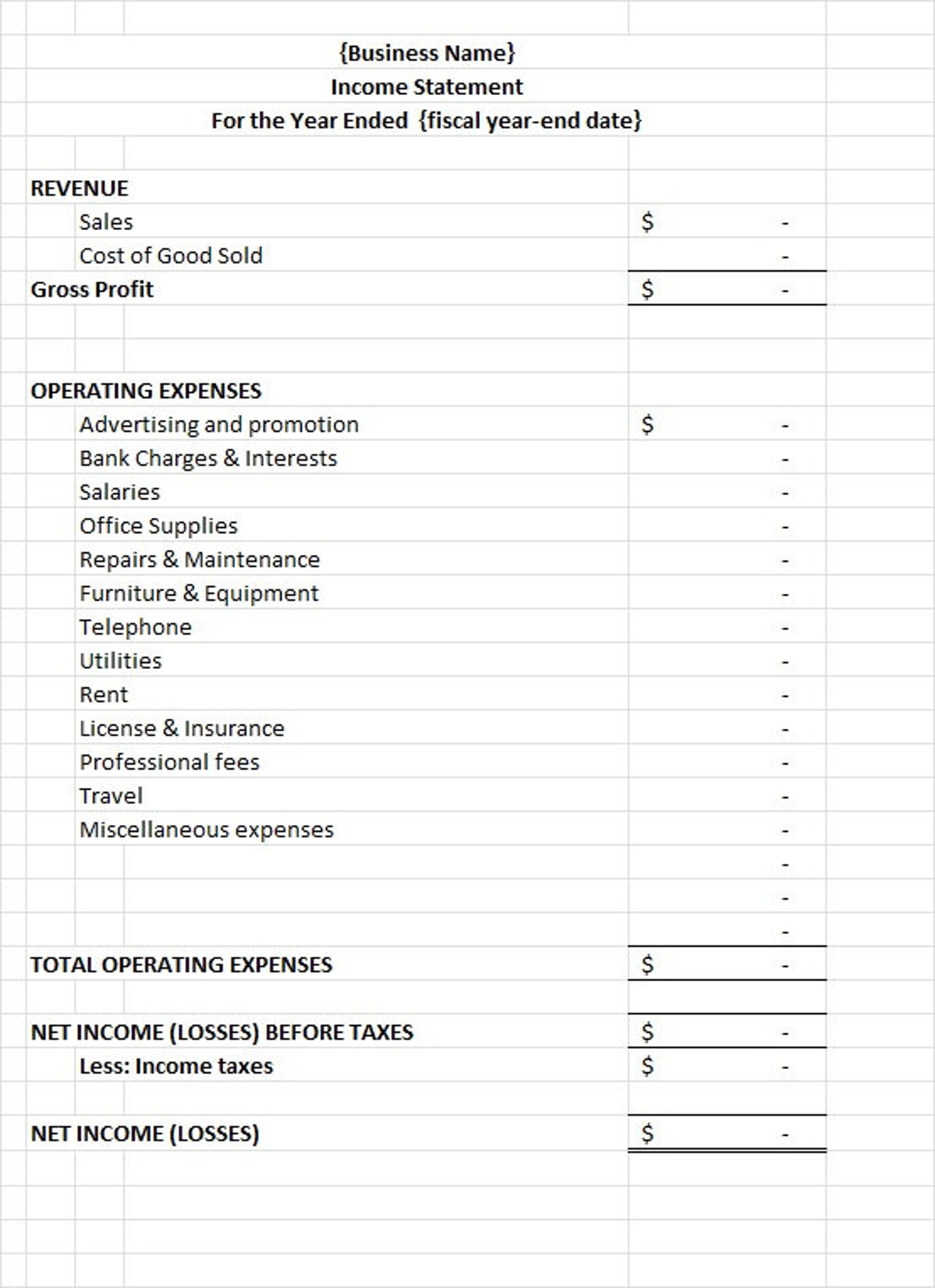 Income Statement | Statement of Profit and Loss | Revenue and Expenses ...