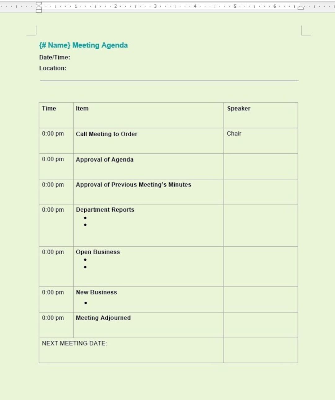 Meeting Agenda & Meeting Minutes Package Meeting Notes Word Template ...