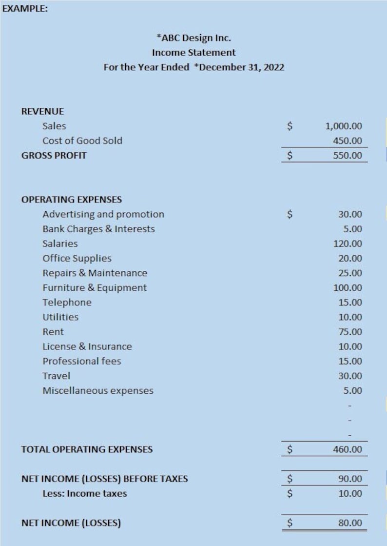 Income Statement | Statement of Profit and Loss | Revenue and Expenses ...