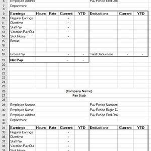 Pay Stub | Pay Slip | Pay Statement | Excel & PDF Templates | Digital ...