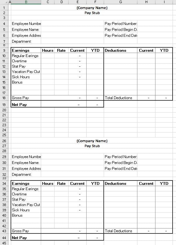 Pay Stub | Pay Slip | Pay Statement | Excel & PDF Templates | Digital ...