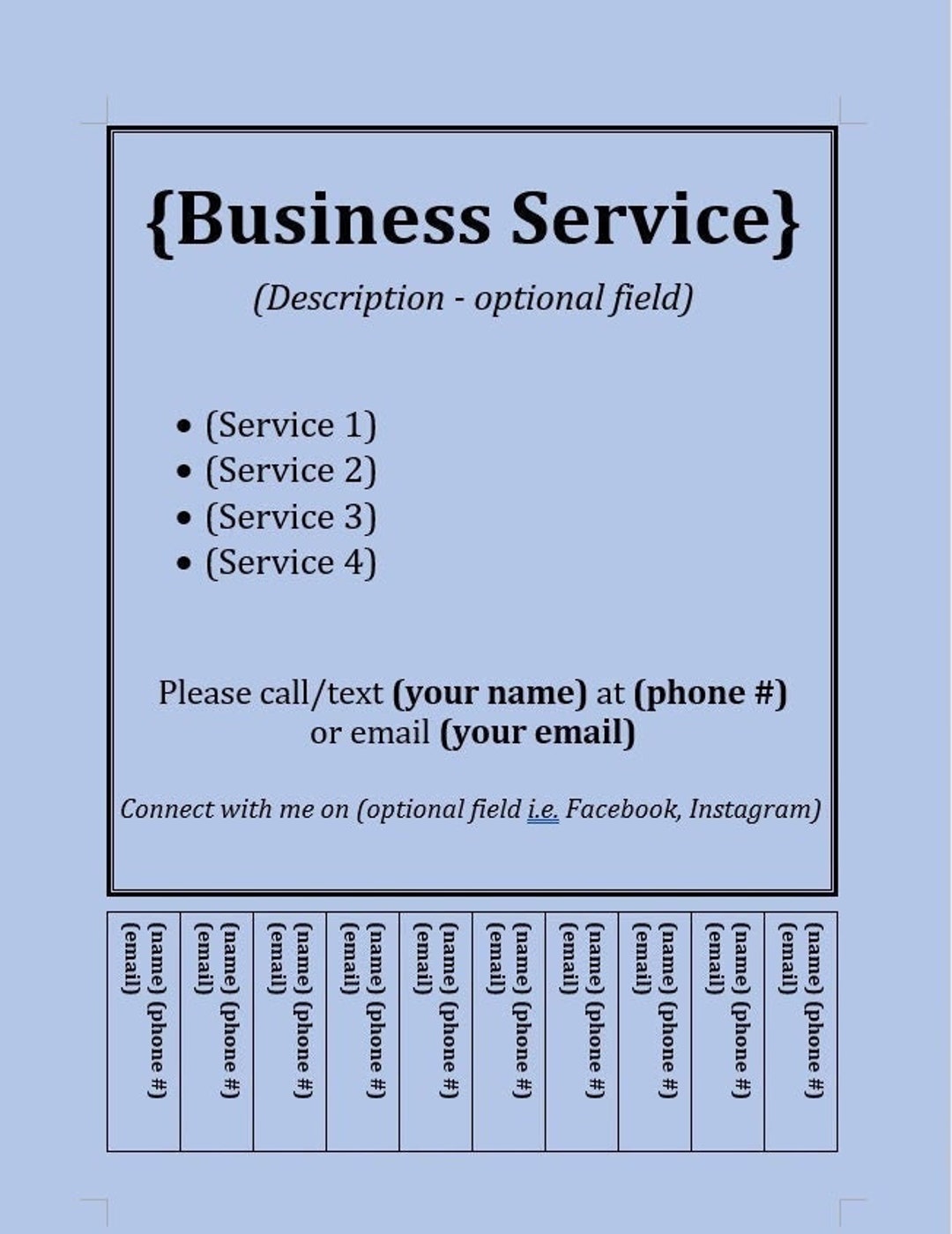 Editable Tear-off Flyer for Business Advertising | Letter Size 11 X 8.5 ...