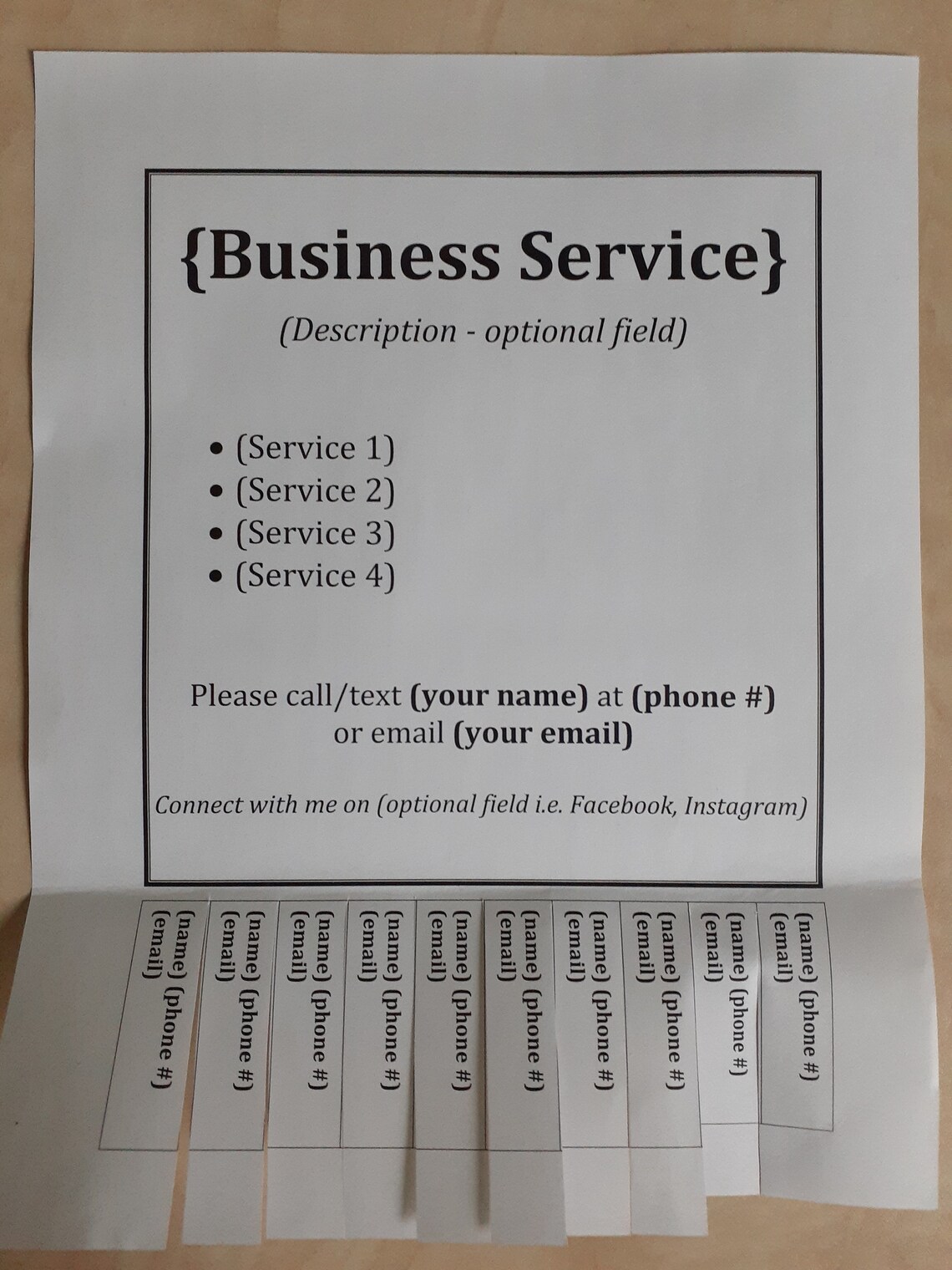 Editable Tear-off Flyer for Business Advertising | Letter Size 11 X 8.5 ...