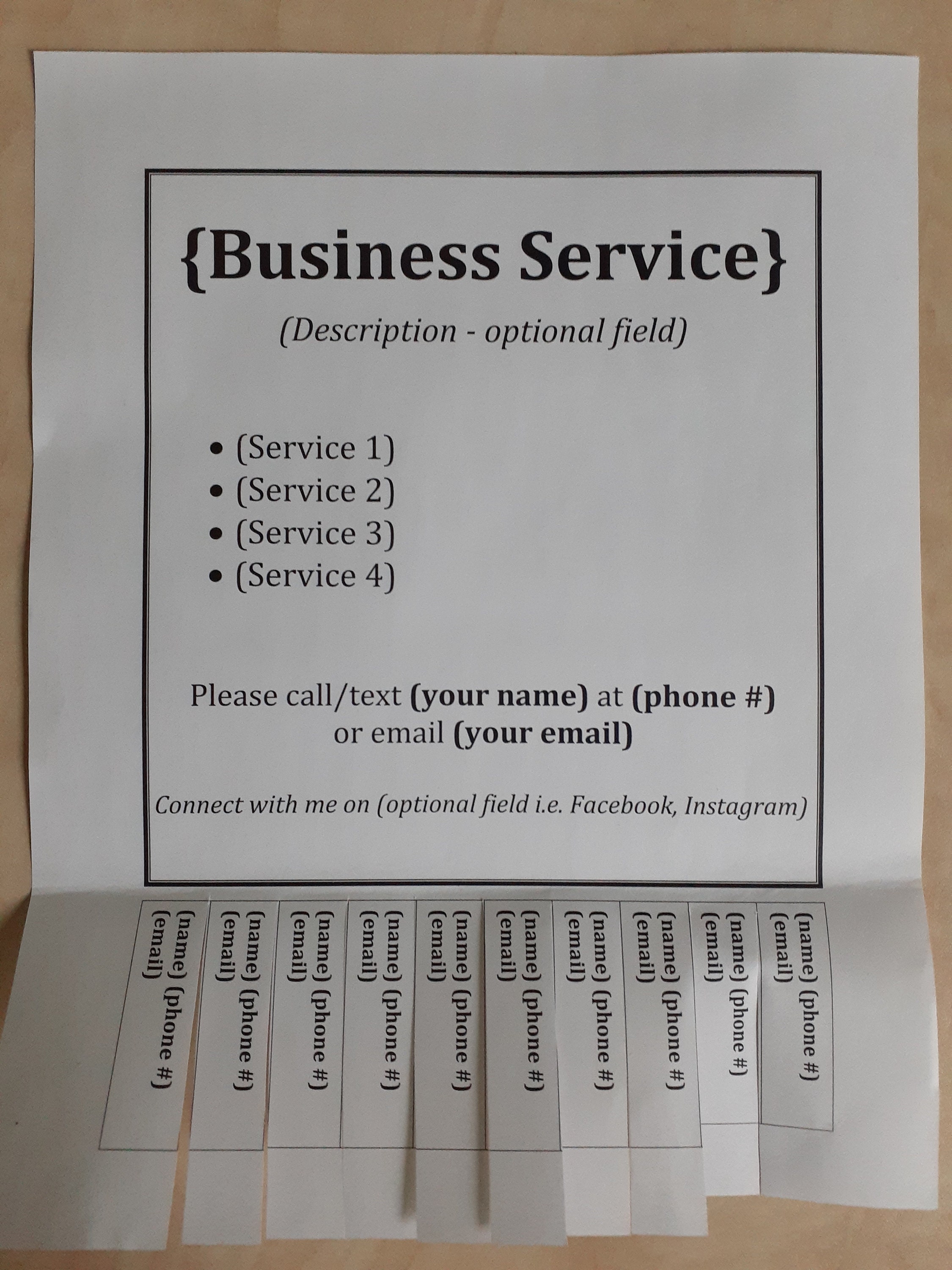 Editable Tear-off Flyer for Business Advertising | Letter Size 11 X 8.5 ...