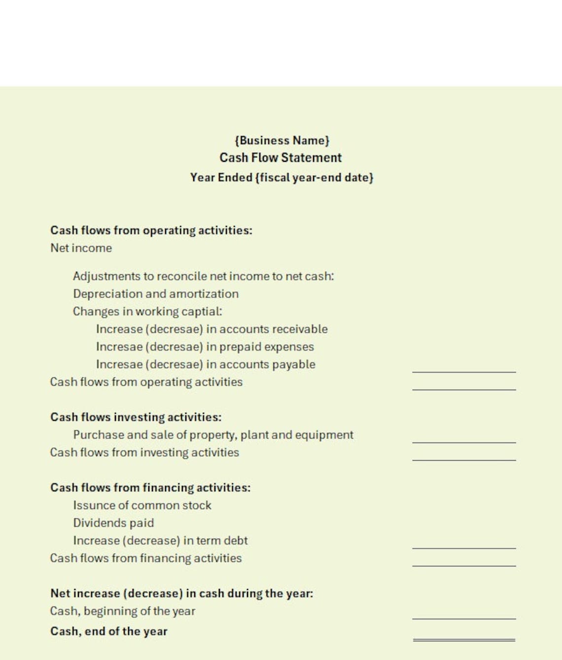 Cash Flow Statement | CFS | Statement of Cash Flows | Excel & PDF ...