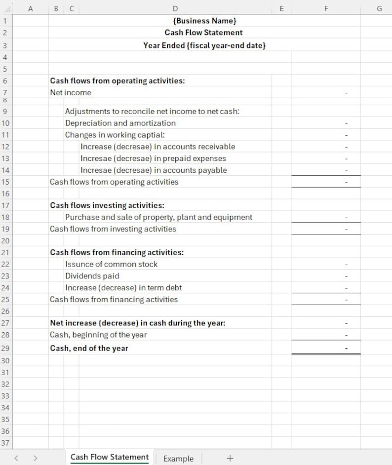 Cash Flow Statement | CFS | Statement of Cash Flows | Excel & PDF ...