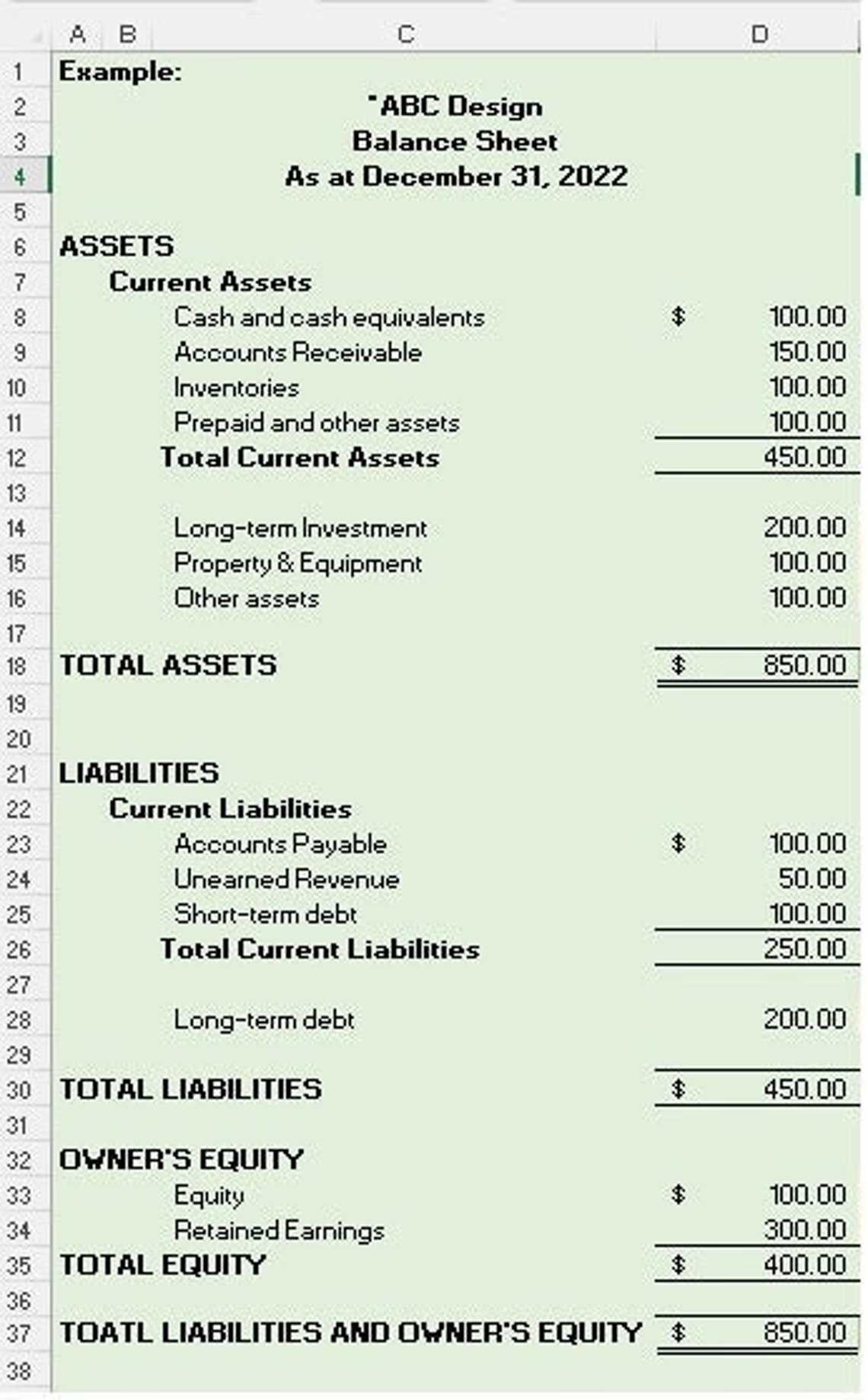 Balance Sheet | Statement of Financial Position | Excel Template ...