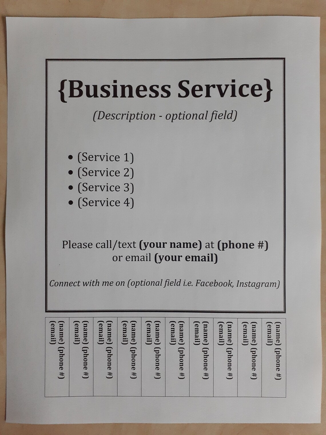 Editable Tear-off Flyer for Business Advertising | Letter Size 11 X 8.5 ...