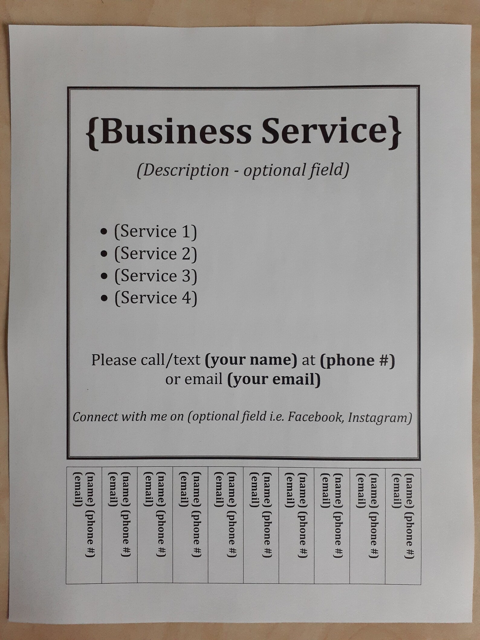 Editable Tear-off Flyer for Business Advertising | Letter Size 11 X 8.5 ...