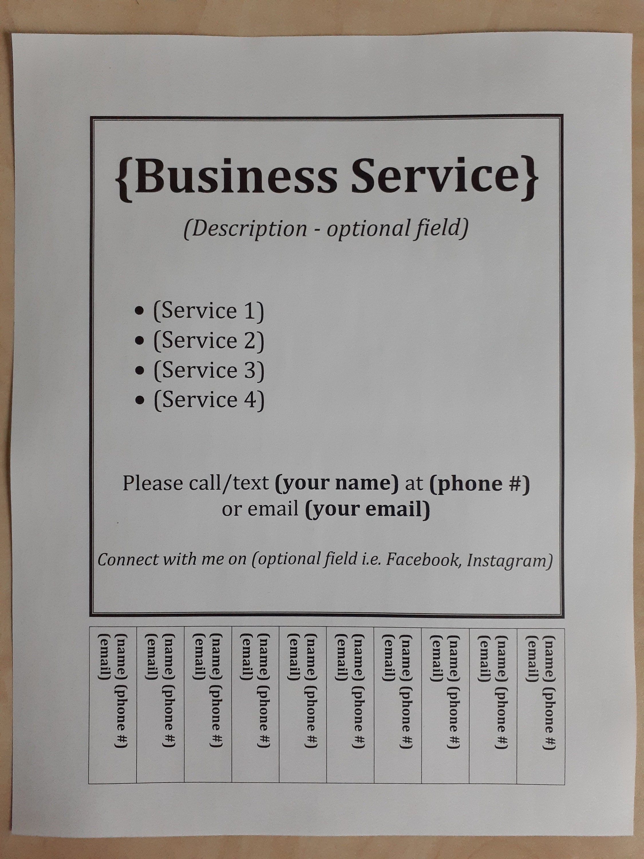 Editable Tear-off Flyer for Business Advertising | Letter Size 11 X 8.5 ...