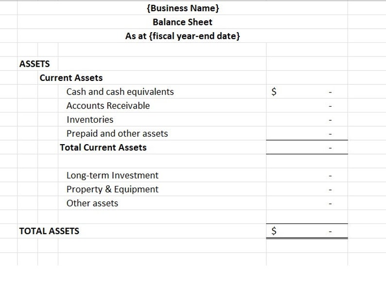 Balance Sheet | Statement of Financial Position | Excel Template ...