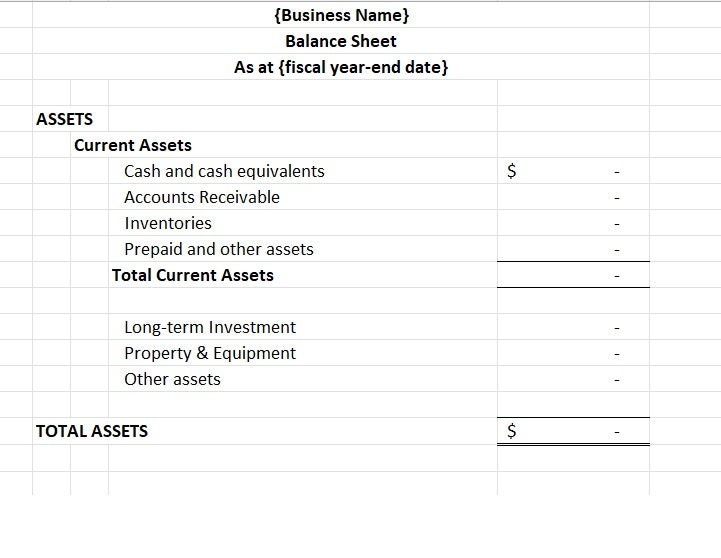 Balance Sheet | Statement of Financial Position | Excel Template ...