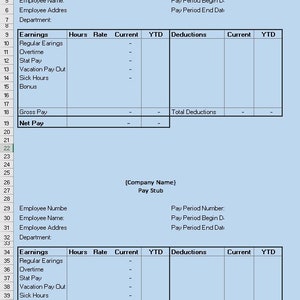 Pay Stub | Pay Slip | Pay Statement | Excel & PDF Templates | Digital ...