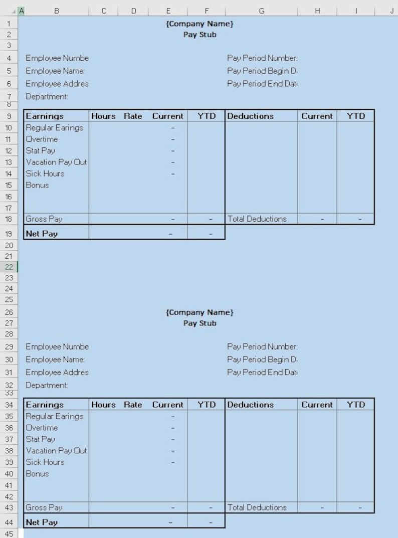 Pay Stub | Pay Slip | Pay Statement | Excel & PDF Templates | Digital ...