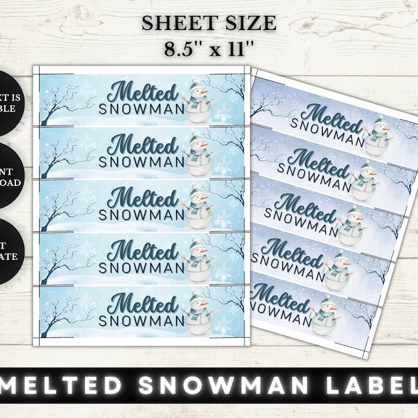 Melted Snowman Label - Etsy