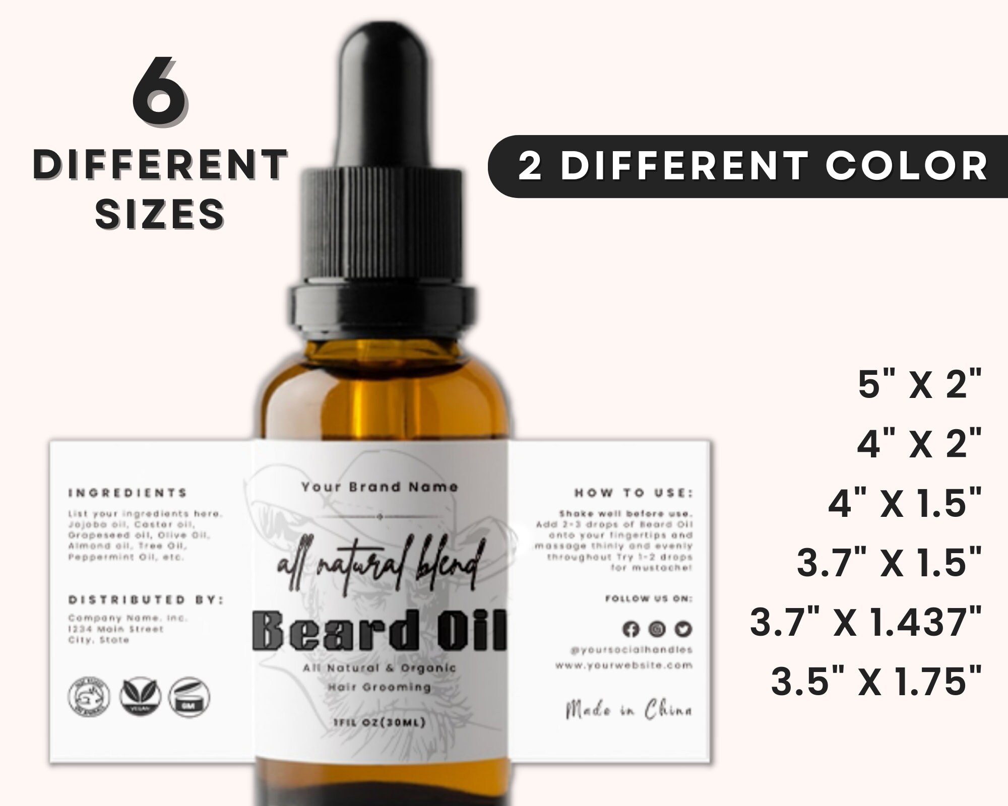 Beard Oil Label,editable Product Label, Custom Label Template ...