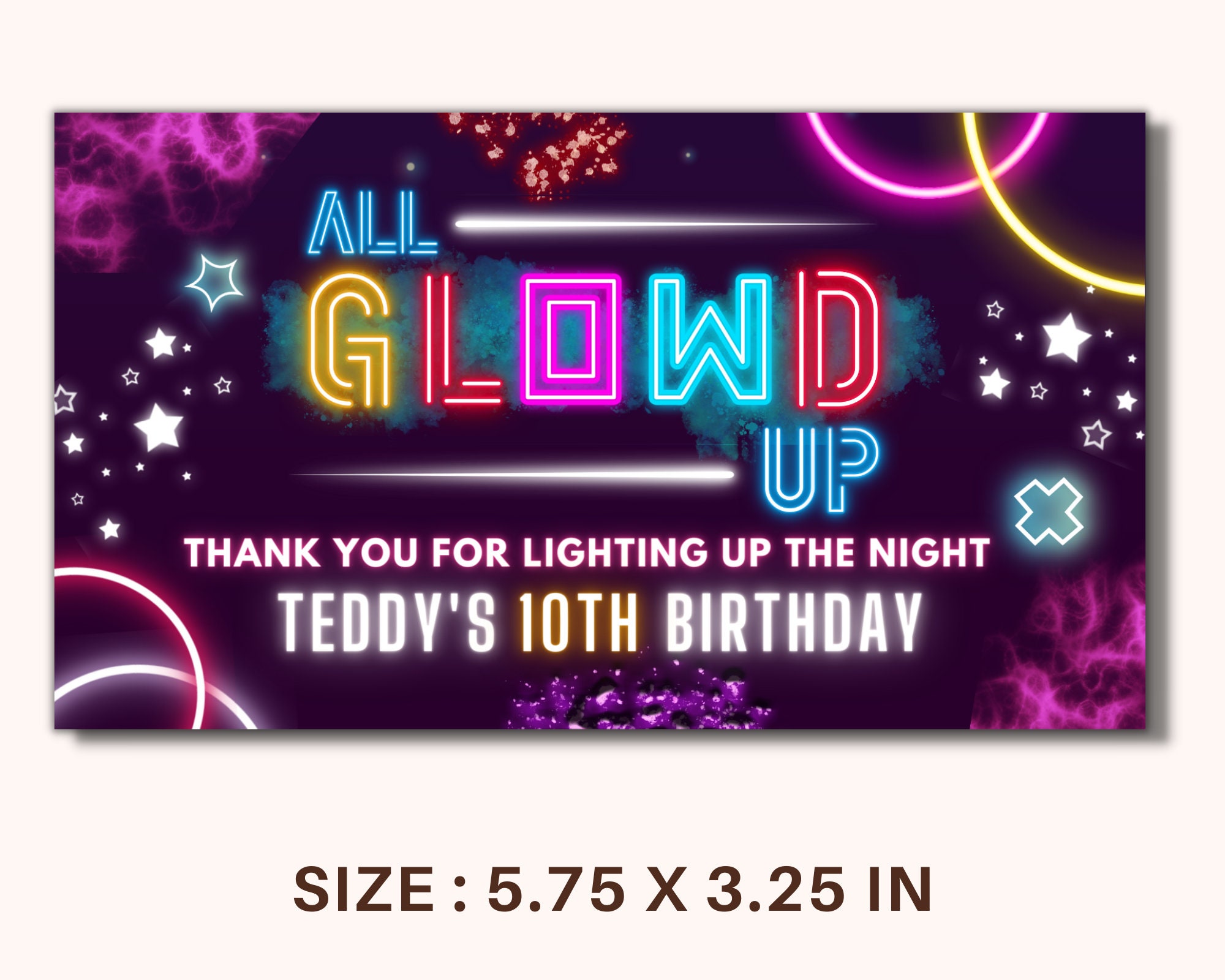 Glow Party Gable Box Label, Glow Favor Tag, Glow Party, Glow Water ...