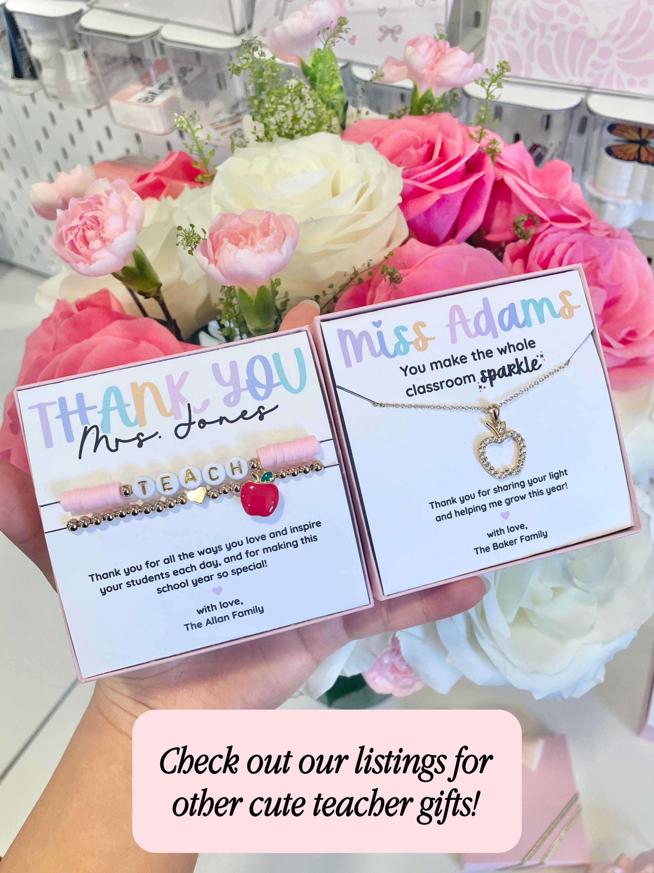 Custom Teacher Gift Bracelet, Personalized Teacher Gift Box ...