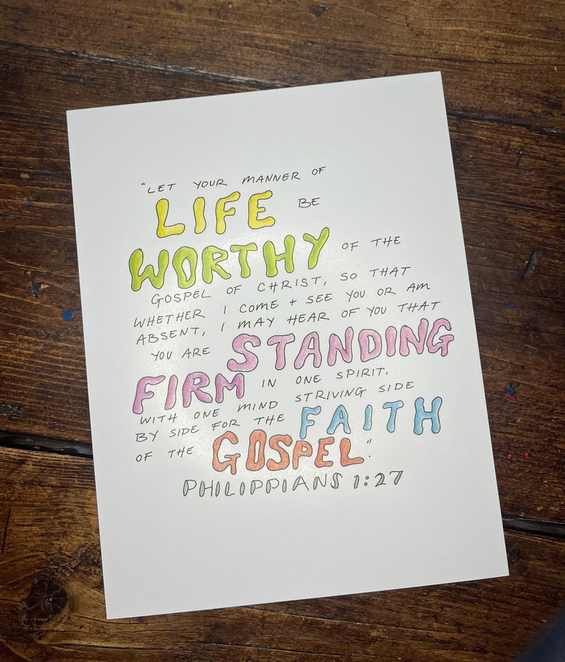 Philippians 1:27 Poster- Handmade Art- Bible Verse Art- Christian Art ...