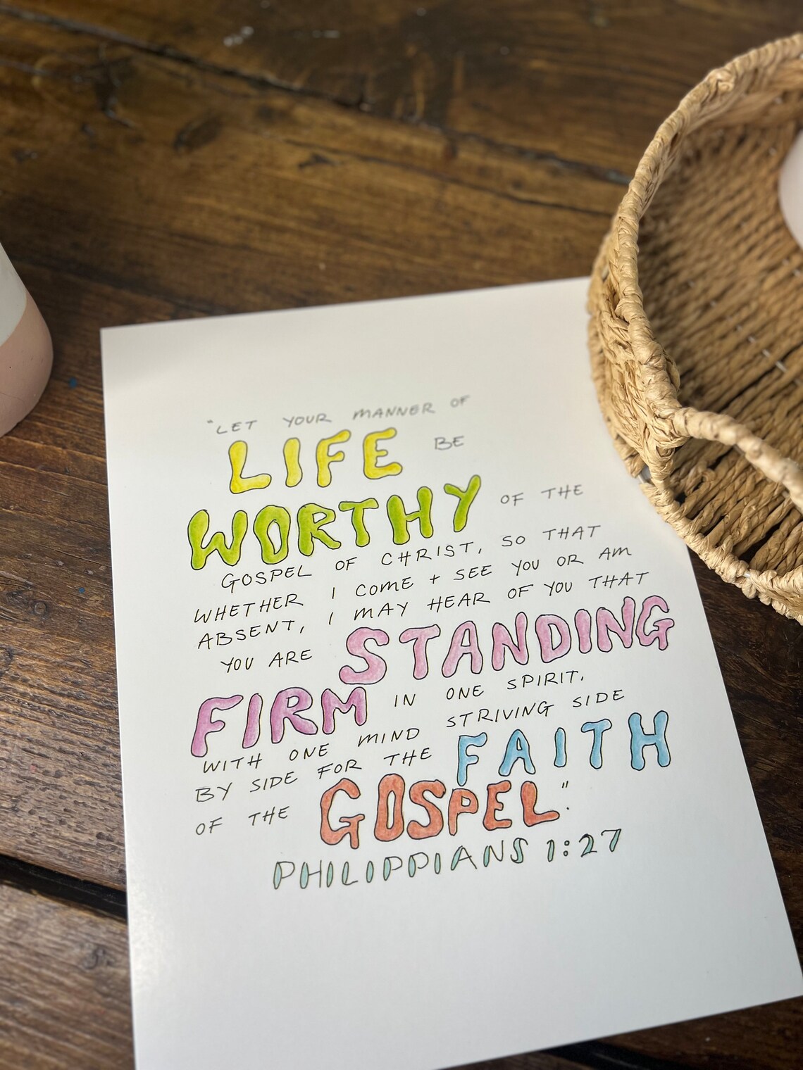 Philippians 1:27 Poster- Handmade Art- Bible Verse Art- Christian Art ...
