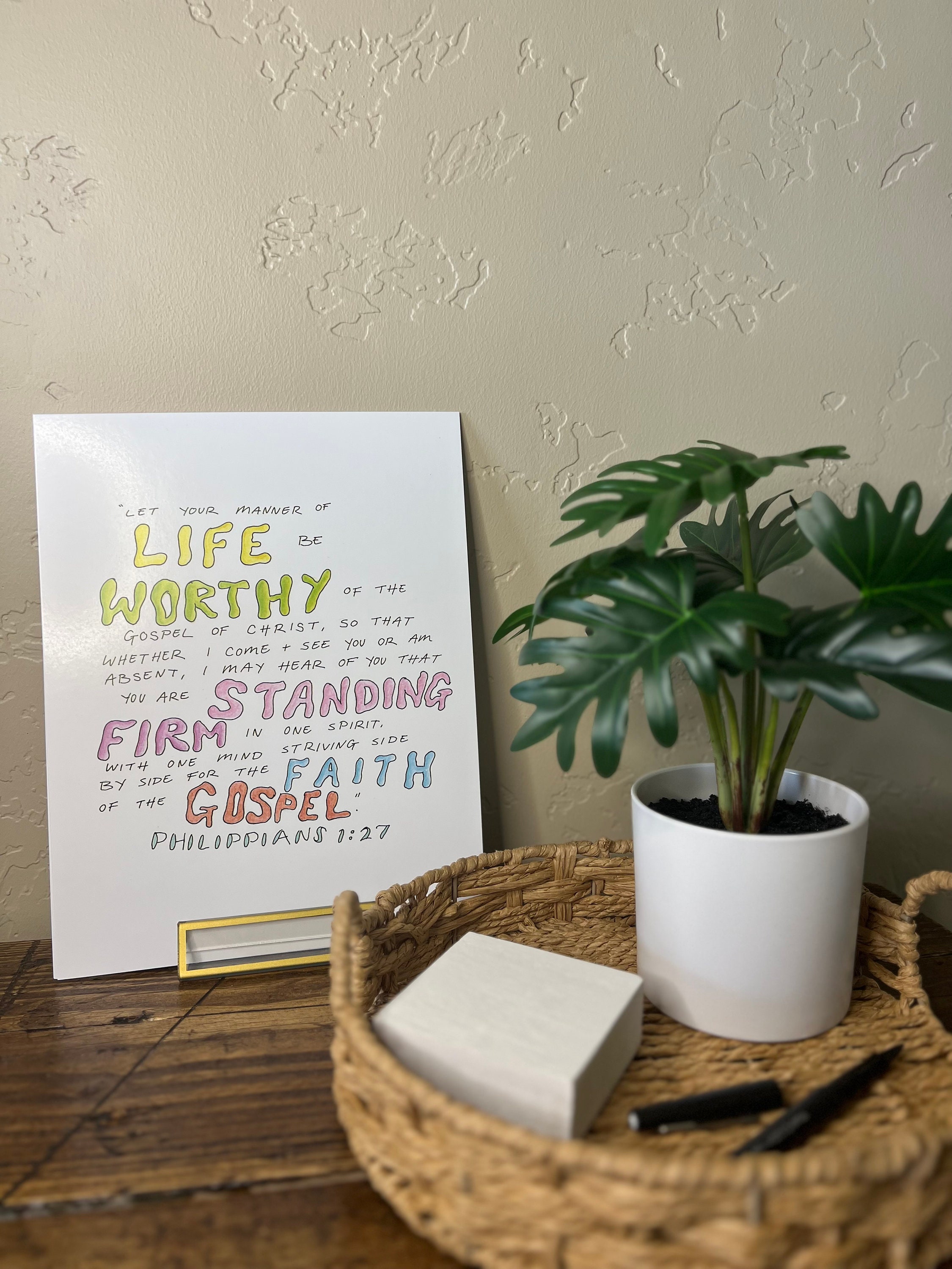 Philippians 1:27 Poster- Handmade Art- Bible Verse Art- Christian Art ...