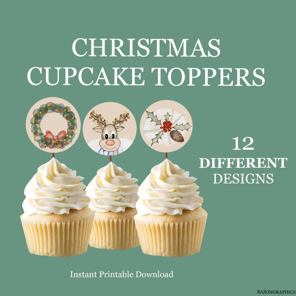 Christmas Cupcake Toppers - Etsy