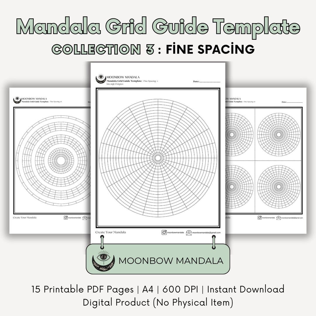 Mandala Grid Guide Template, Fine Spacing, Printable Mandala Grids - Etsy