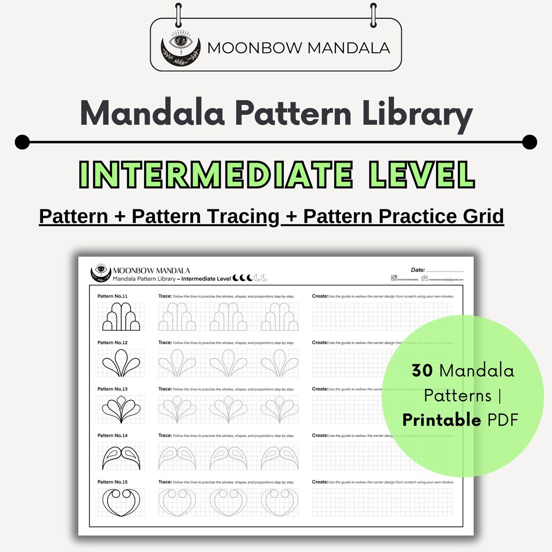 Intermediate Level, Mandala Patterns, Printable Practice Sheets ...
