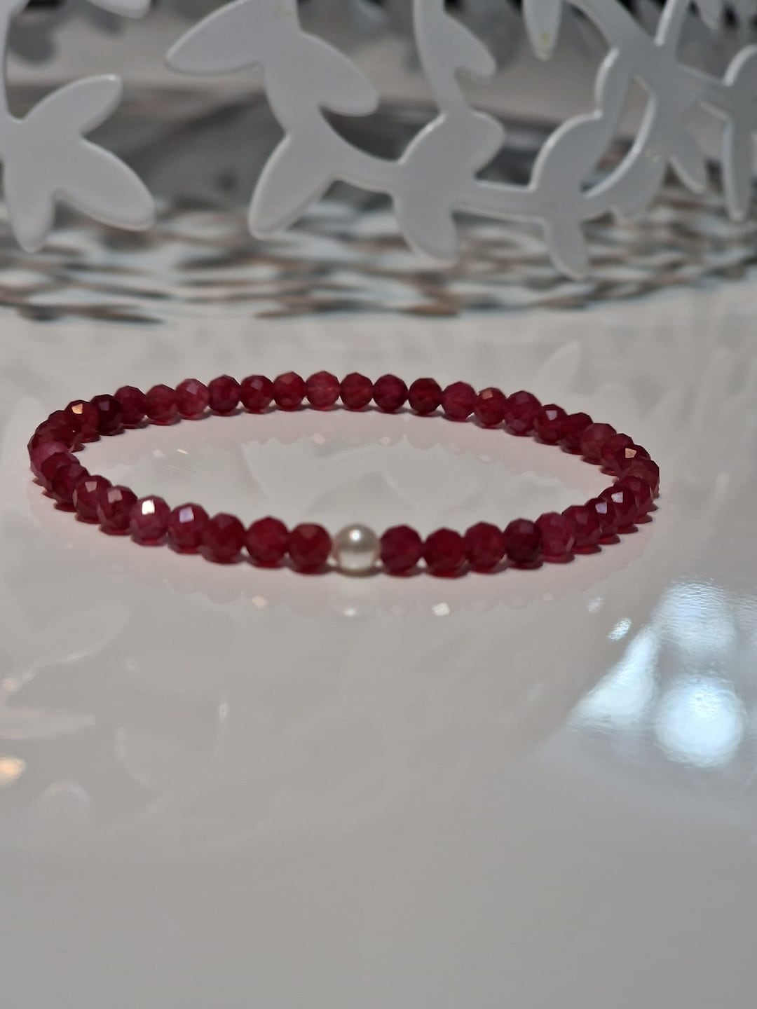 Ruby Beaded Bracelet, Positive Energy Stones, 4 Mm, Length 17 Cm - Etsy