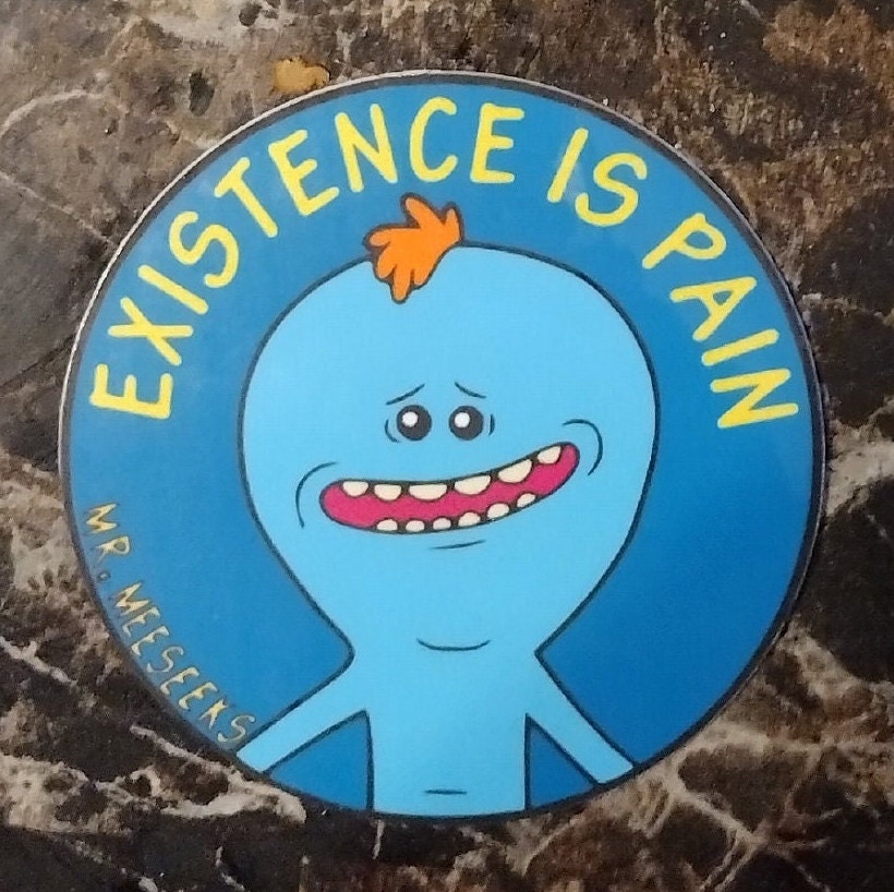 LAMINATED Glossy Vinyl Mr Meeseeks R-M Sticker - Etsy