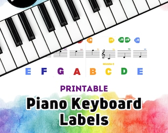 Kids Piano Keyboard Labels - Piano Stickers for Beginners - Print, Cut ...