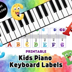 Kids Piano Keyboard Labels - Piano Stickers for Beginners - Print, Cut ...