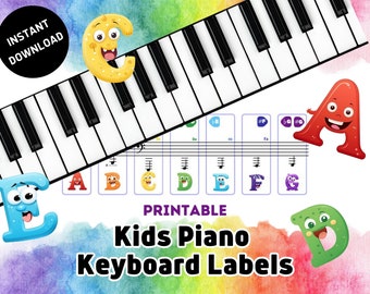 Piano Keyboard Labels - Piano Stickers for Beginners - Print, Cut and ...