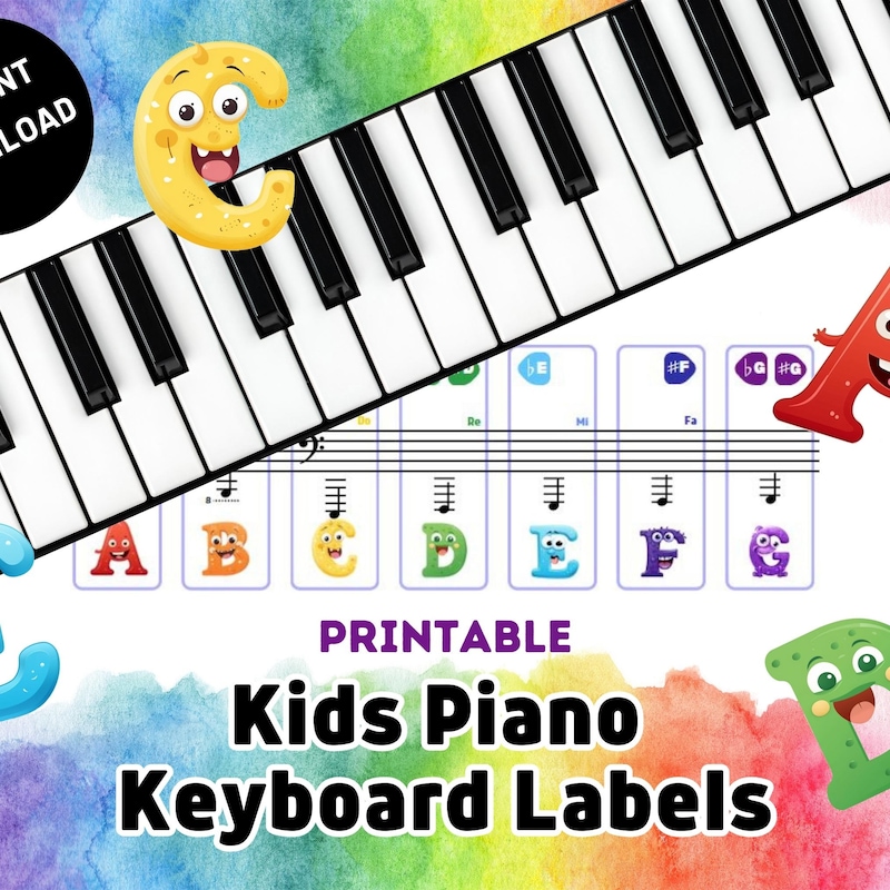 Keyboard Piano Key Label Stickers 49 Keys - Etsy